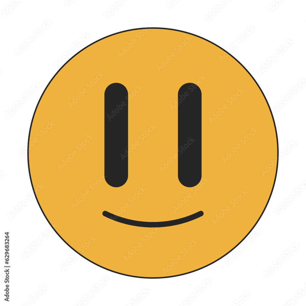 Surreal Emoji Flat Line Color Isolated Vector Object Psychedelic Emoticon Distorted Eyes Smile