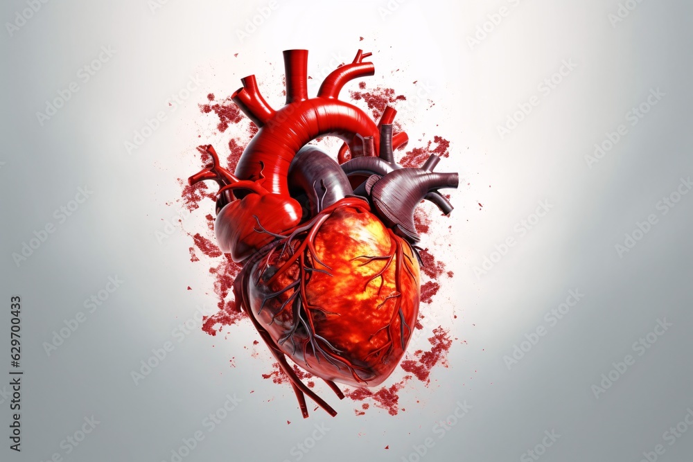 Human heart. Illustration of a human heart with blood splatter. Stock ...