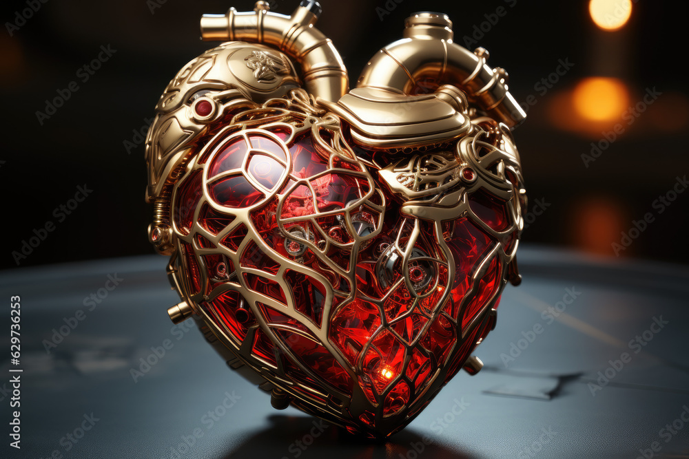 Human heart by magic, golden metal, showing an alien skeleton, featured ...