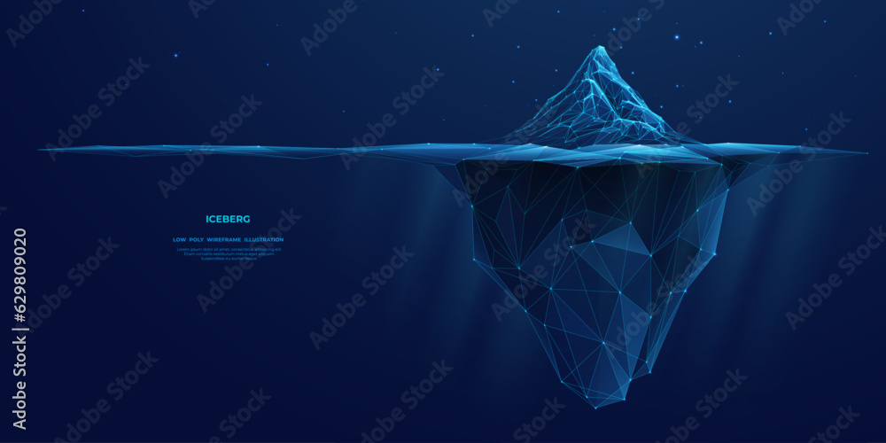 Digital Antarctic iceberg in the ocean in futuristic polygonal style on ...