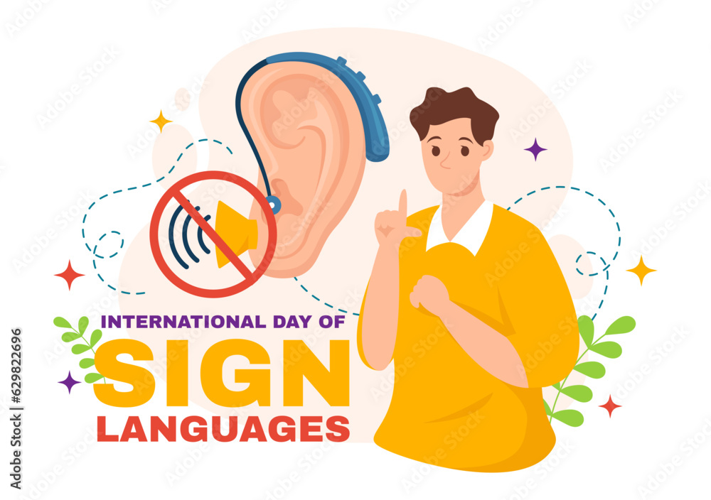 International Day of Sign Languages Vector Illustration with People ...