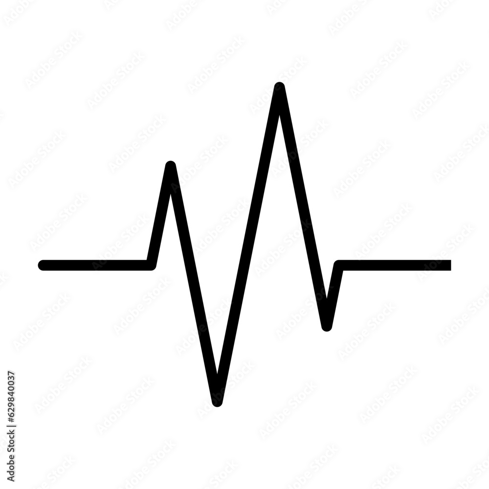 Black single heart beat pulse line icon, simple digital cardiology ...