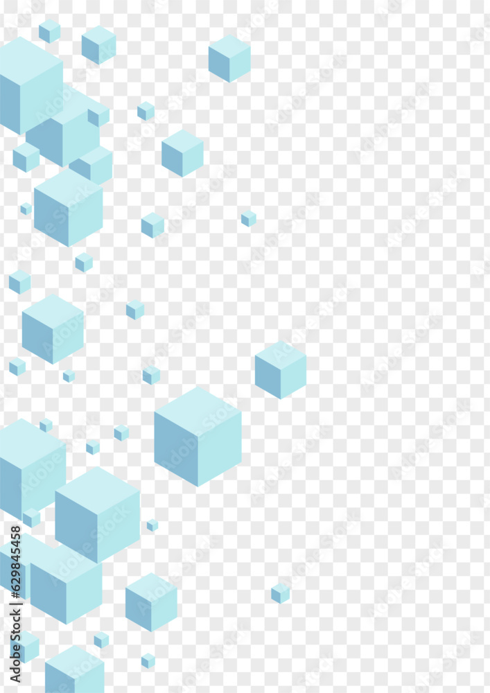 White Square Background Transparent Vector. Block Model Template. Blue ...