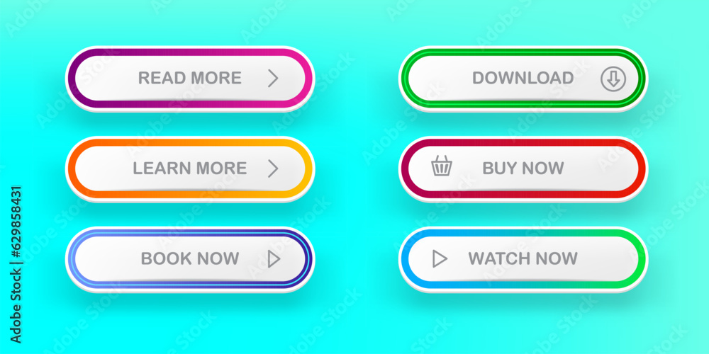 Vector Modern material style buttons set isolated on cyan background ...