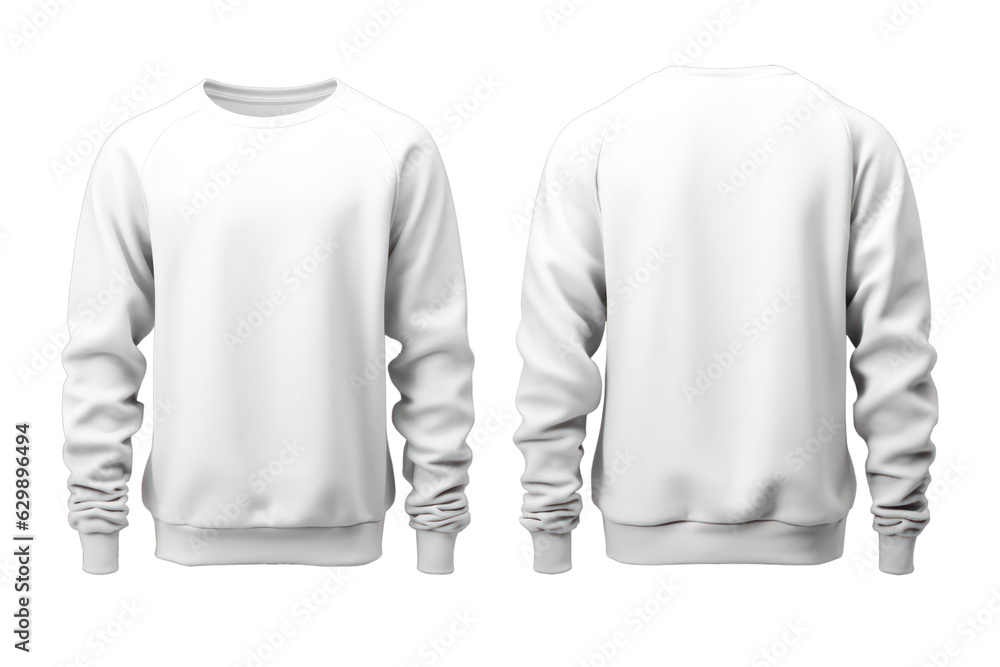 Blank white sweatshirt in front and back view, mockup, isolated, white ...