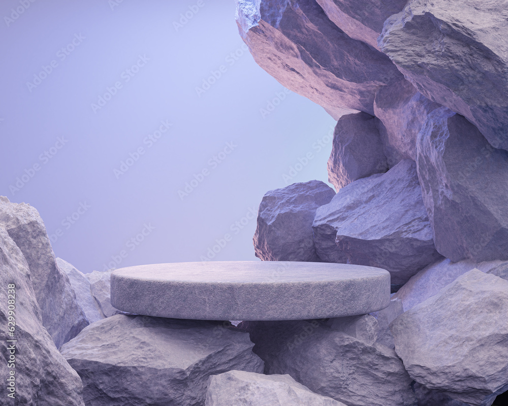 pastel geometric Stone and Rock shape background, minimalist mockup for ...