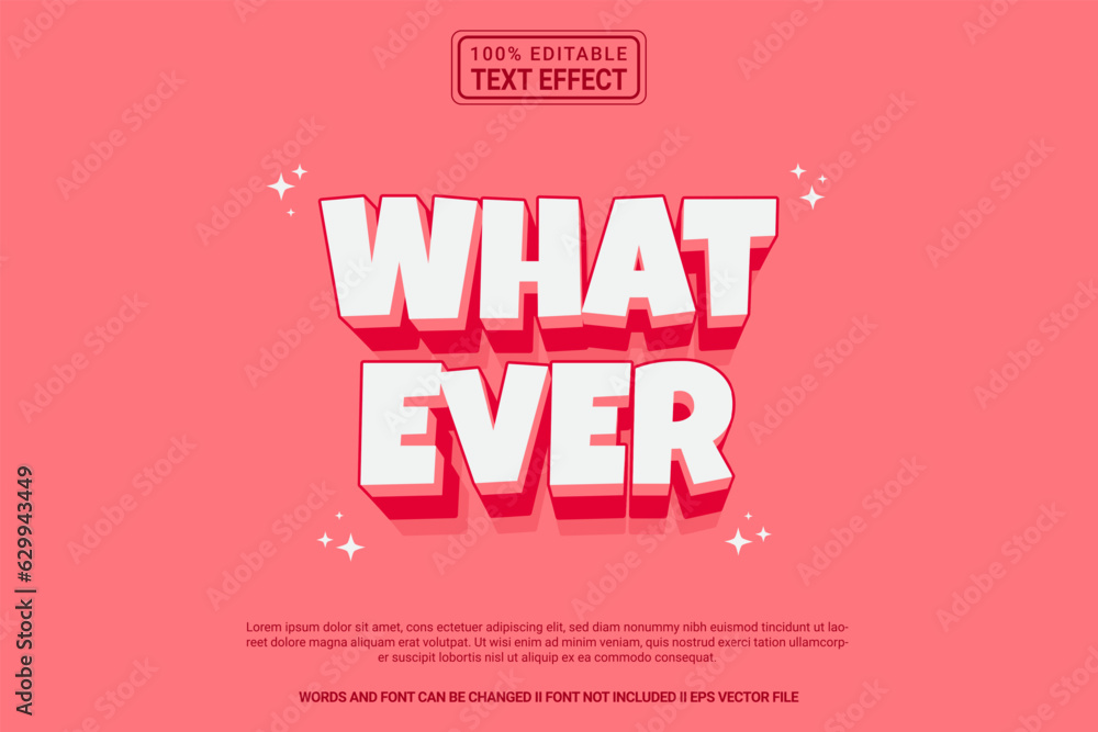 Editable text effect What Ever 3d cartoon template stlye modren premium ...