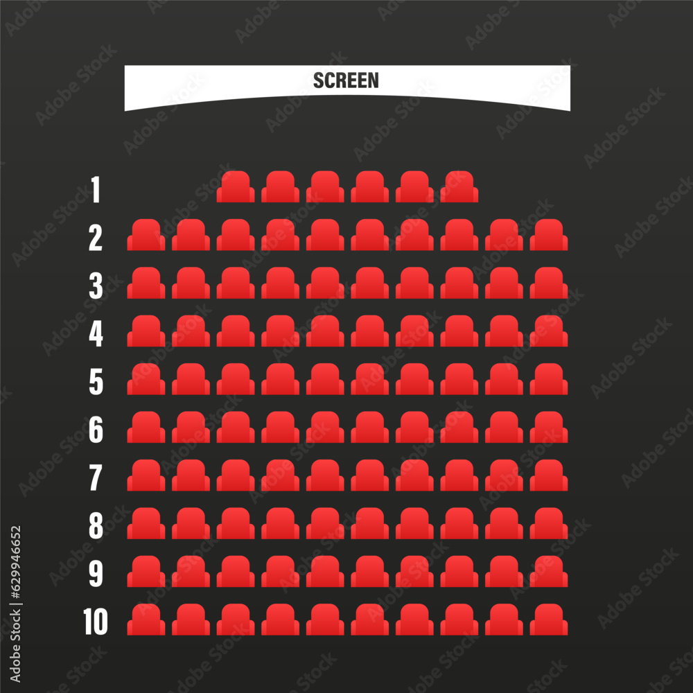 Cinema seats booking online ui design scheme or film movie theatre ...