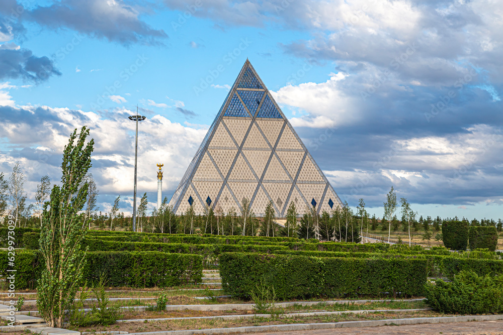 Palace of Peace and Accord in Astana, pyramid building Stock Photo ...