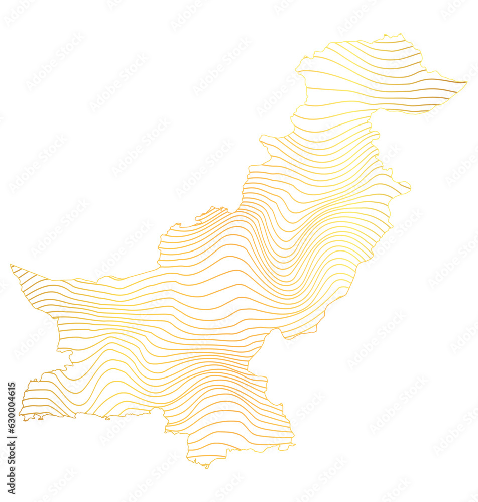 abstract map of Pakistan - vector illustration of striped gold colored ...