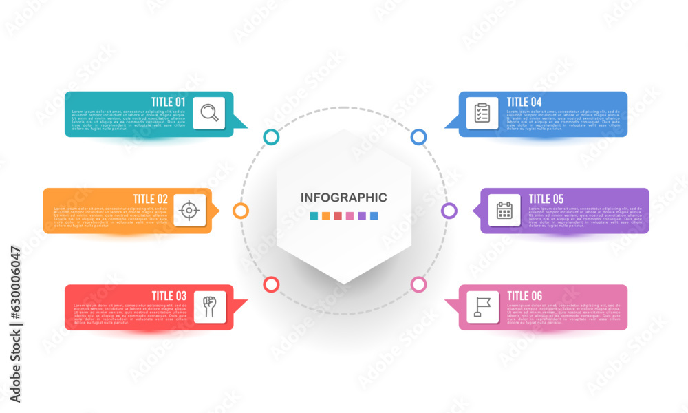 Infographic diagram 6 options or steps template. Mind Map, Process ...