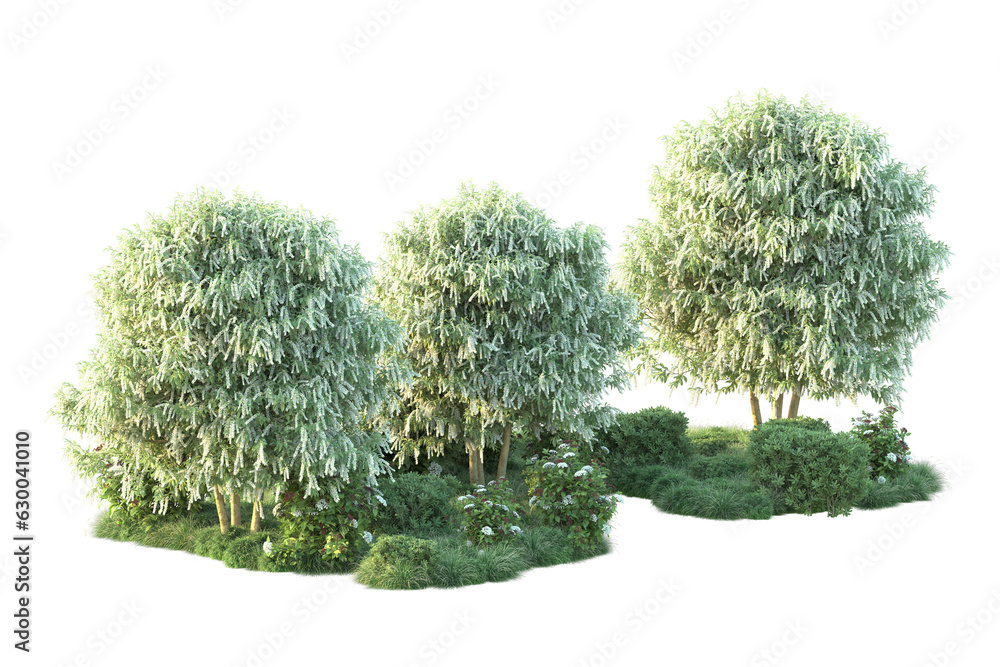 Green landscape isolated on transparent background. 3d rendering ...