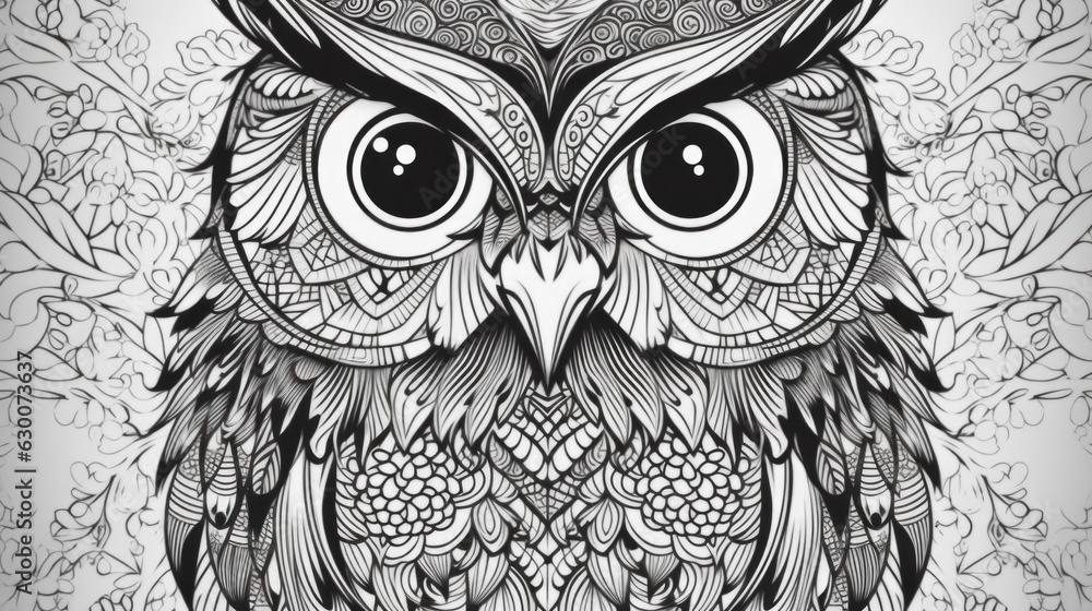 Mandala coloring page owl Stock Illustration | Adobe Stock