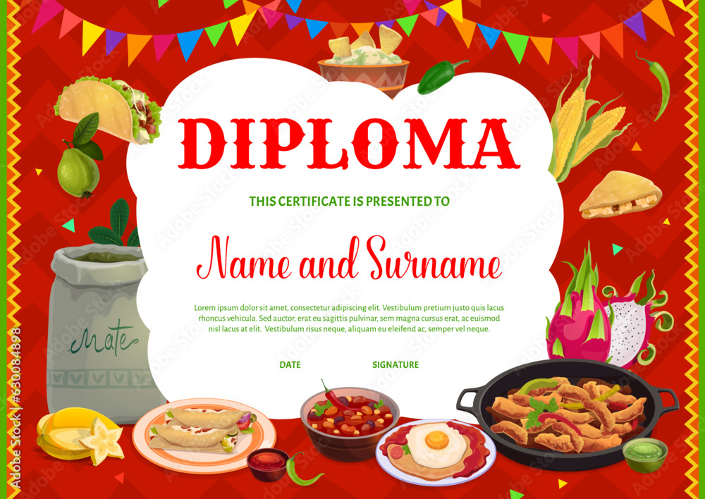 Education school diploma, kindergarten certificate with vector cartoon ...