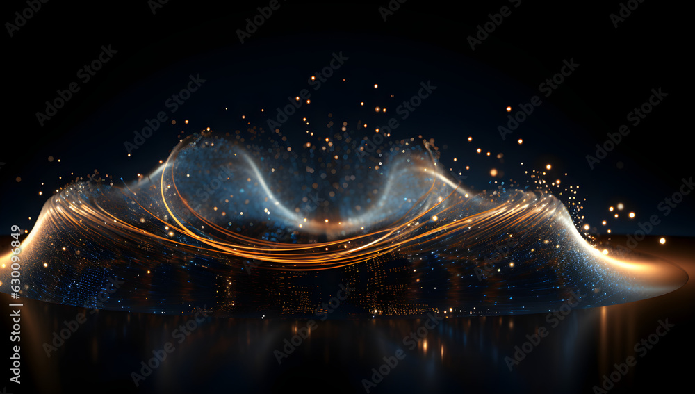 Generative AI wallpaper with abstract network of lines, sine waves and ...