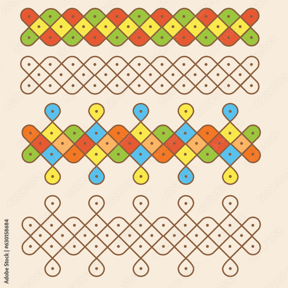 South Indian Tamil Kolam design pattern Stock Vector | Adobe Stock