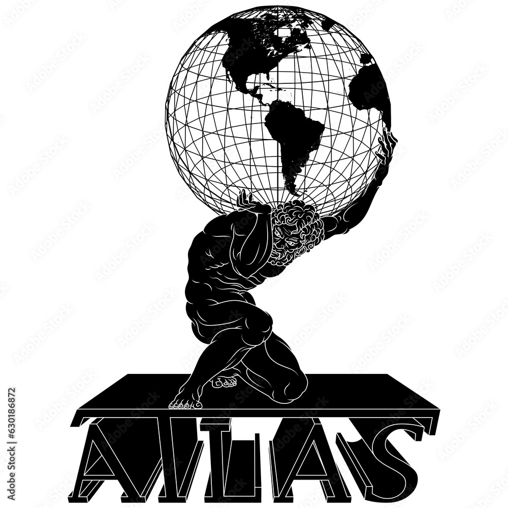 Titan Atlas holding the planet earth on his shoulders, titan from Greek ...