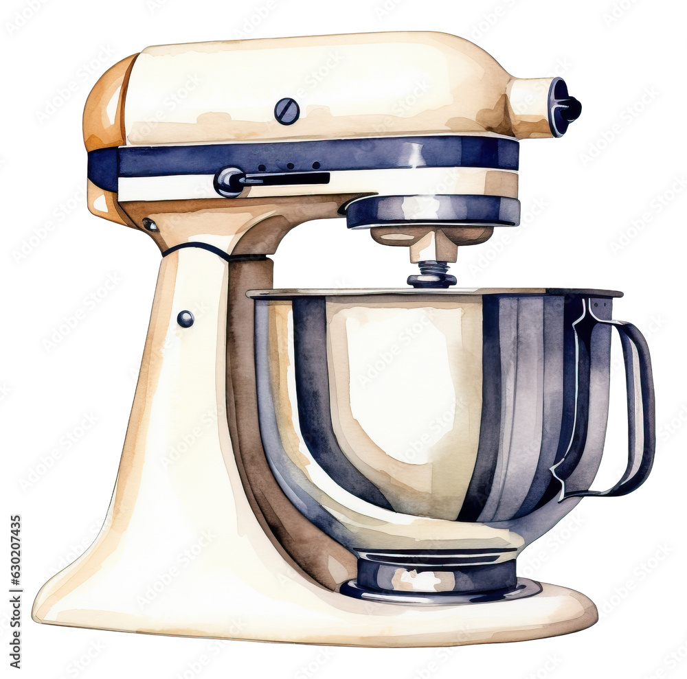 Watercolor clipart illustration depicting a dough mixer isolated. Stock ...