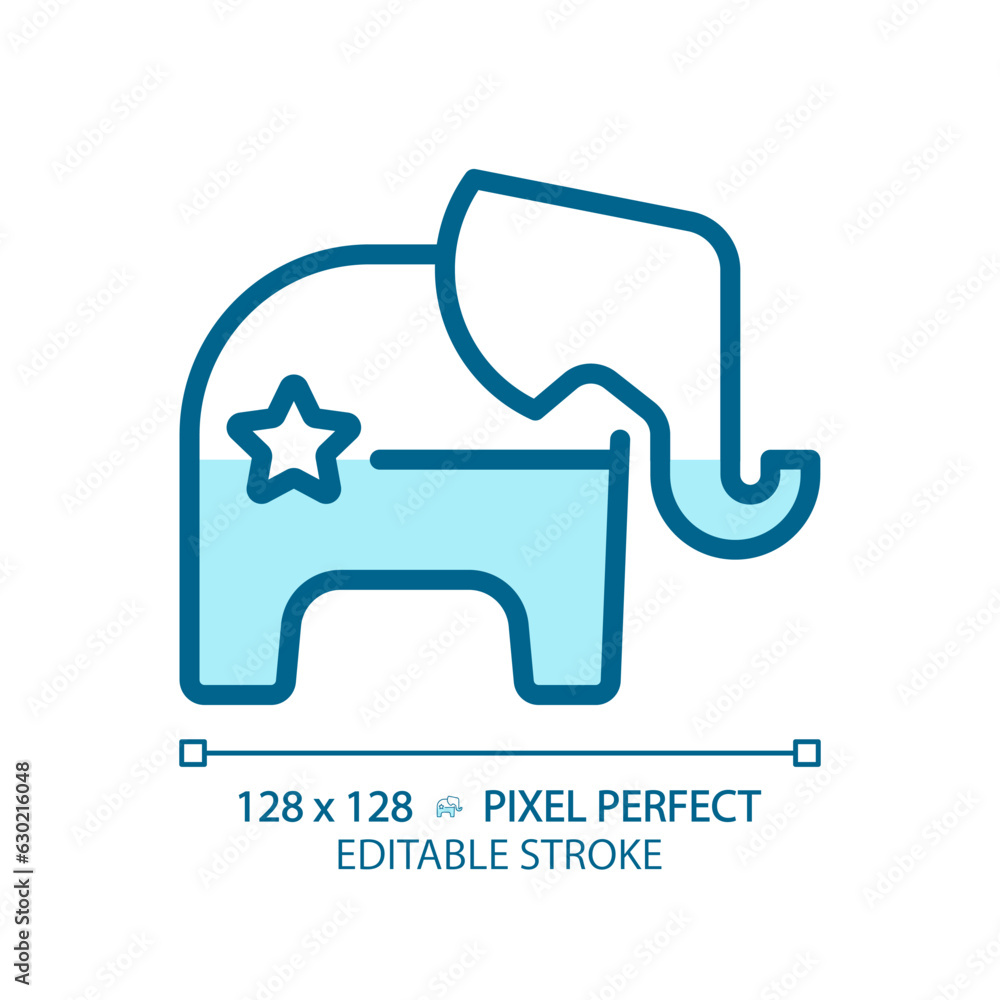 2D pixel perfect blue political party logo, isolated vector ...