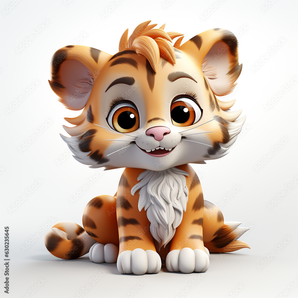 Cute tiger cartoon on white background Stock Photo | Adobe Stock