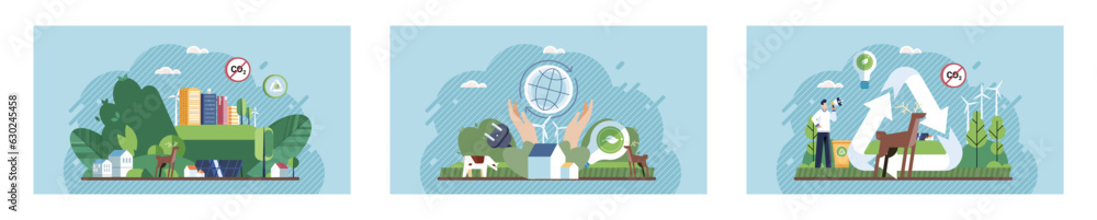 Global warming, climate change, ecology problems set. Earth day ...