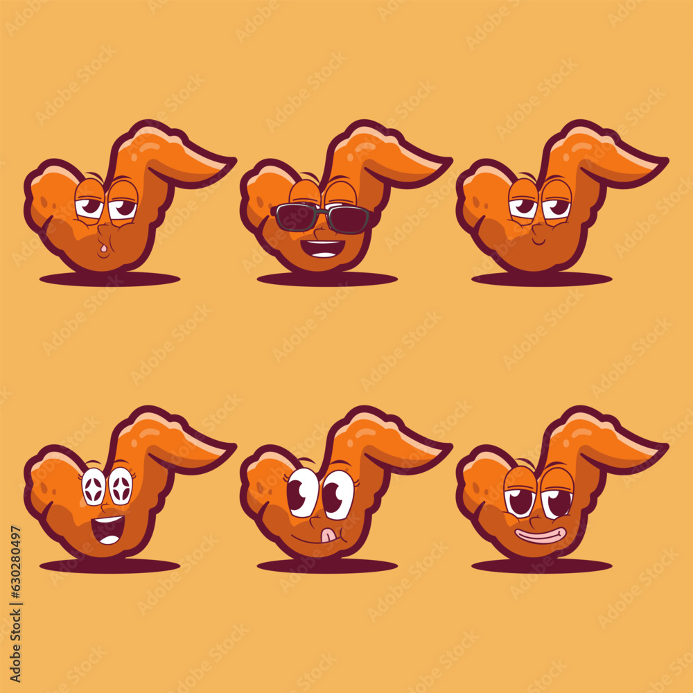 vector cartoon emojis of fried chicken wing Stock Vector | Adobe Stock