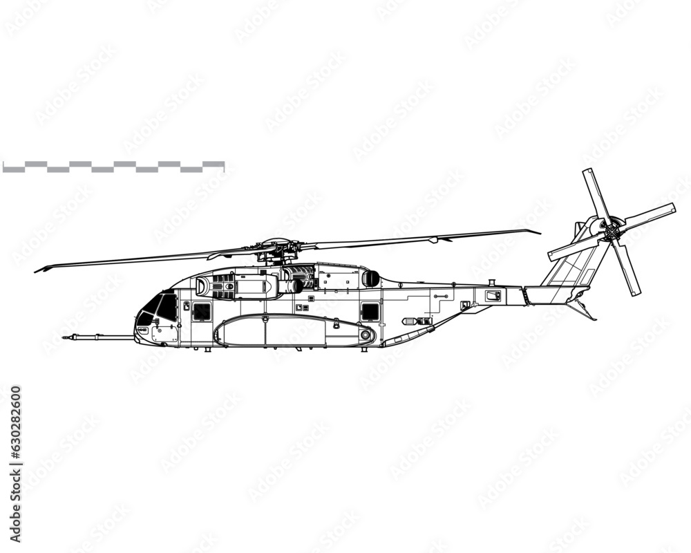 Sikorsky CH-53K King Stallion. Vector drawing of heavy lift cargo ...