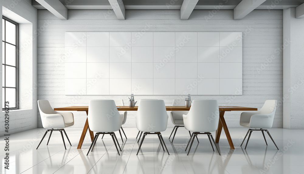 Conference room modern design,white empty wall. Modern furnished ...