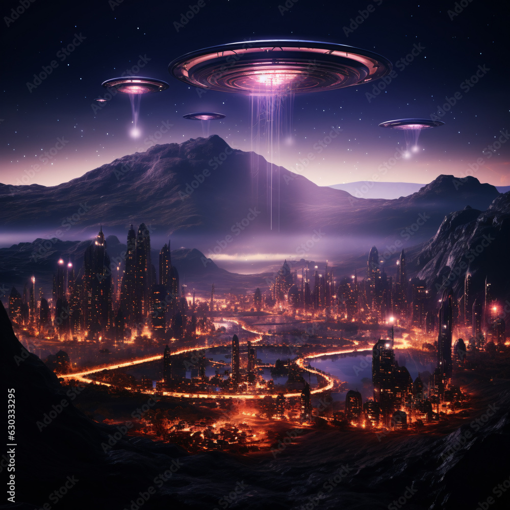 Imaginative depiction of an advanced alien civilization on a distant ...