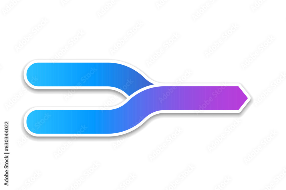 Two arrows merging blue gradient icon. Clipart image isolated on white ...