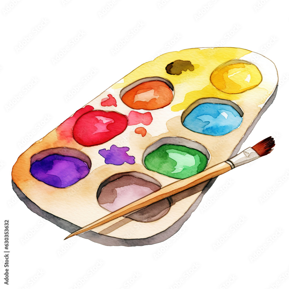 Art palette Clipart, Back to School Element Watercolor Clipart on ...