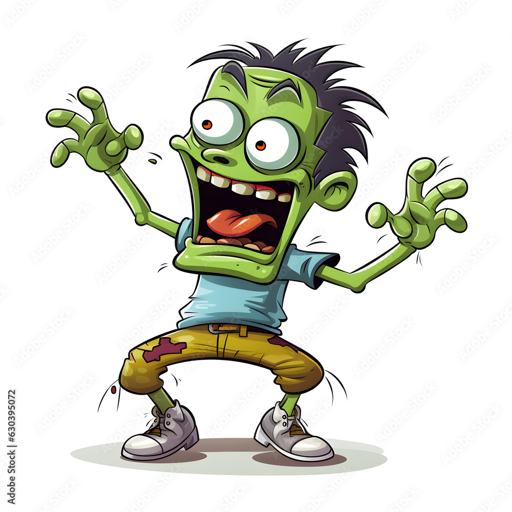 Cartoon clipart of happy zombie doing a silly dance, transparent ...