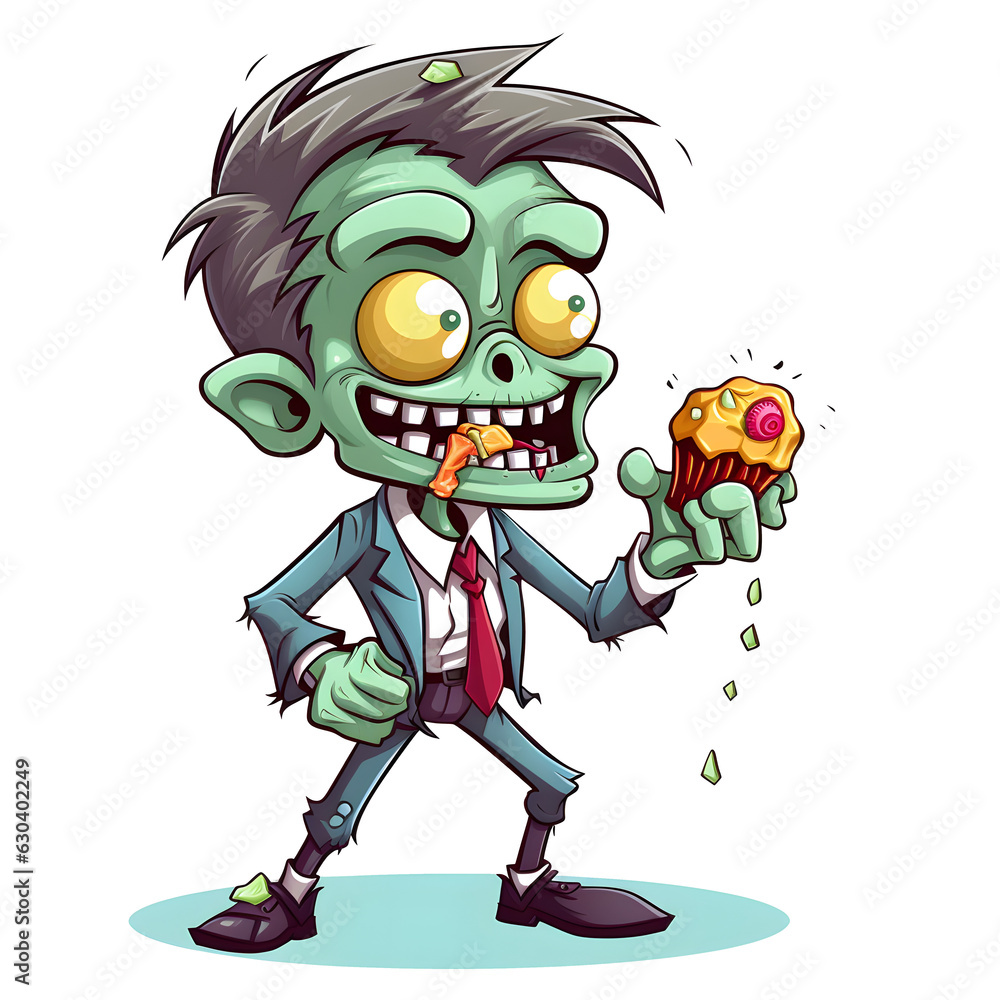 Cartoon clipart of friendly zombie eating candy, transparent background ...