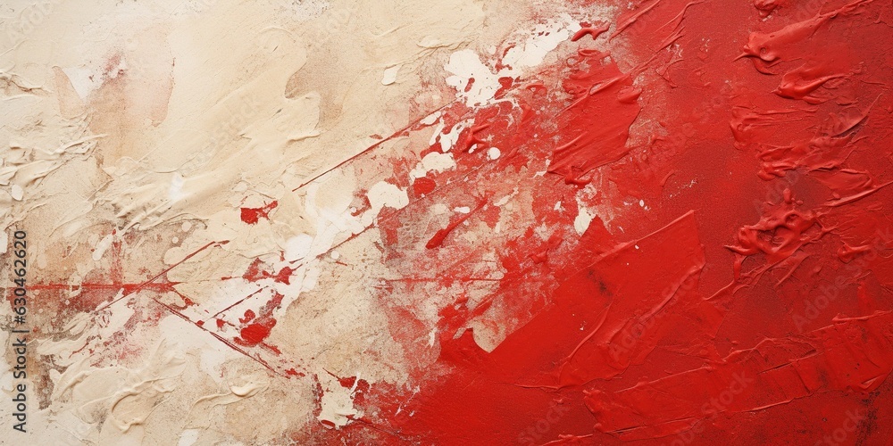 Generative AI, Closeup of impasto abstract rough white and red art ...