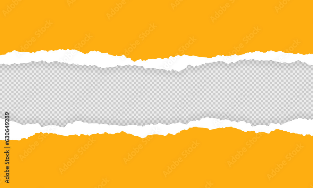 Horizontal torn or ripped paper edges on transparent background for ...