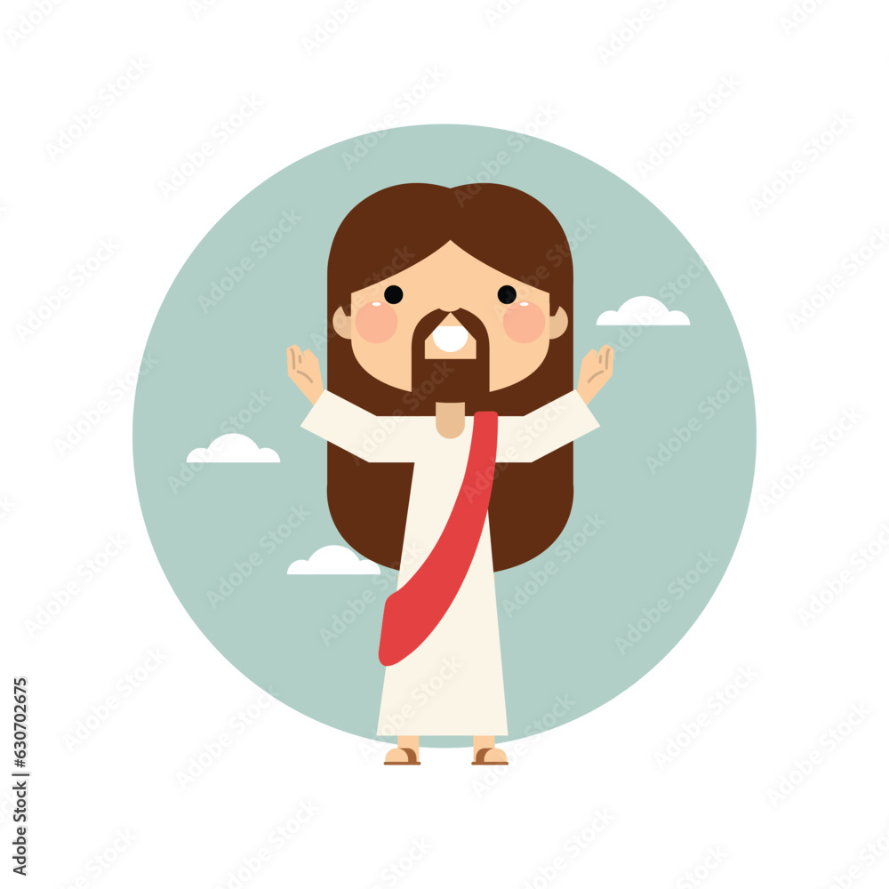 Jesus Christ in cute cartoon style. Christian Bible for kids, vector ...