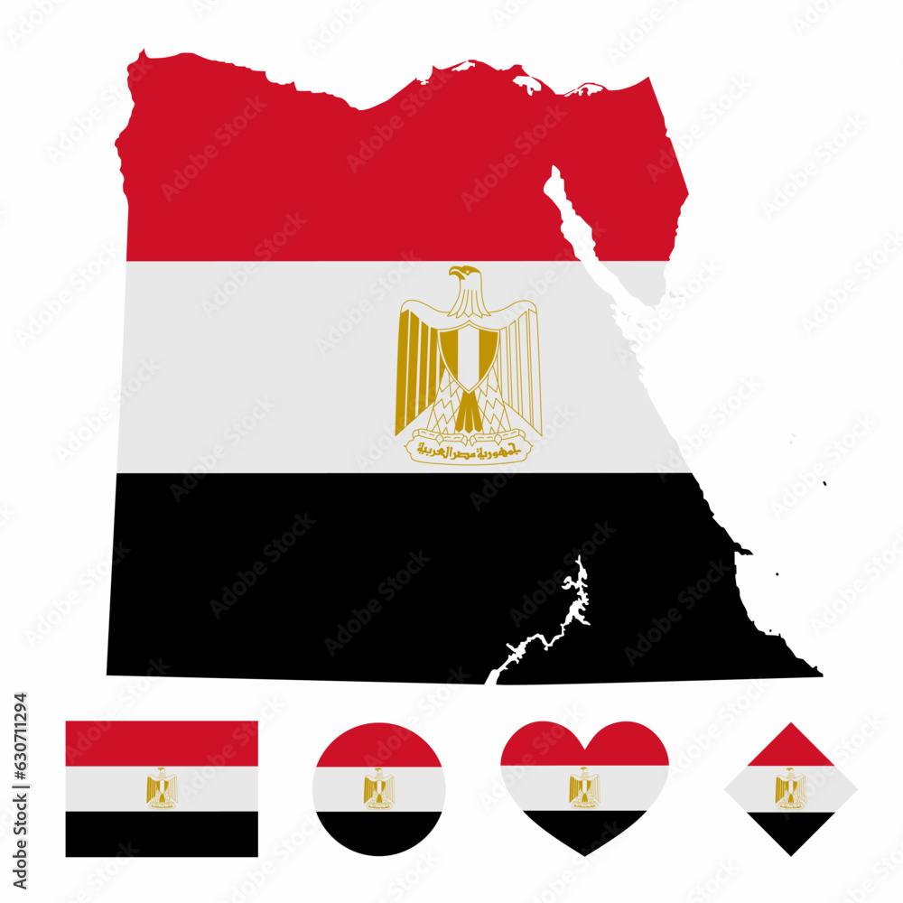Vector of Egypt map flag with flag set isolated on white background ...