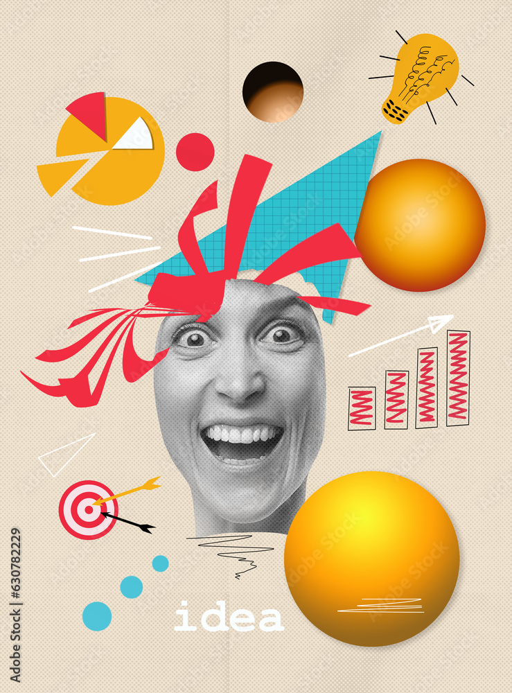 Thinking process, learning concept. Contemporary art design. Modern ...