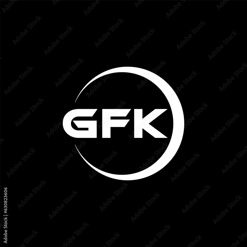 GFK letter logo design with black background in illustrator, cube logo ...