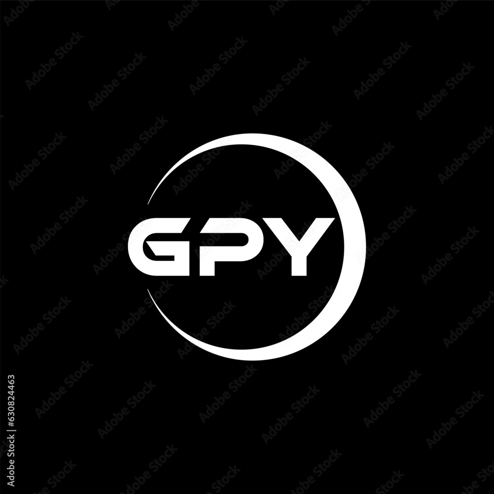GPY letter logo design with black background in illustrator, cube logo ...