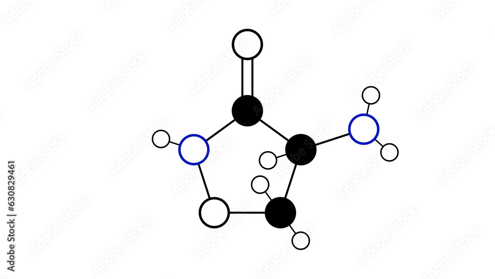 cycloserine molecule, structural chemical formula, ball-and-stick model ...