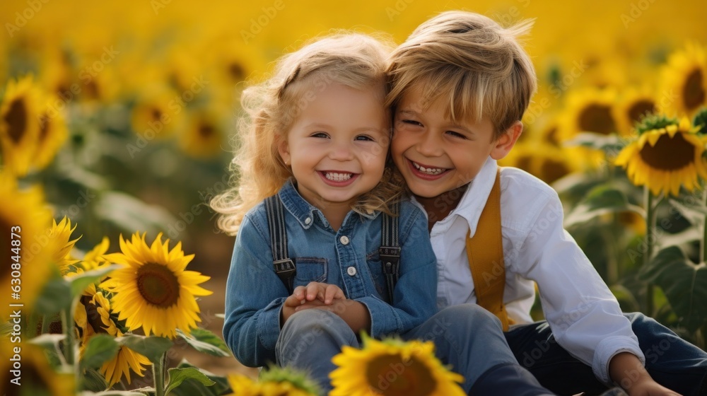 bond and affection between siblings. brother and sister, girl and boy ...