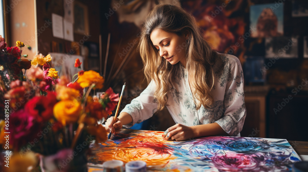 A person engaging in art therapy, using colors to express emotions and ...