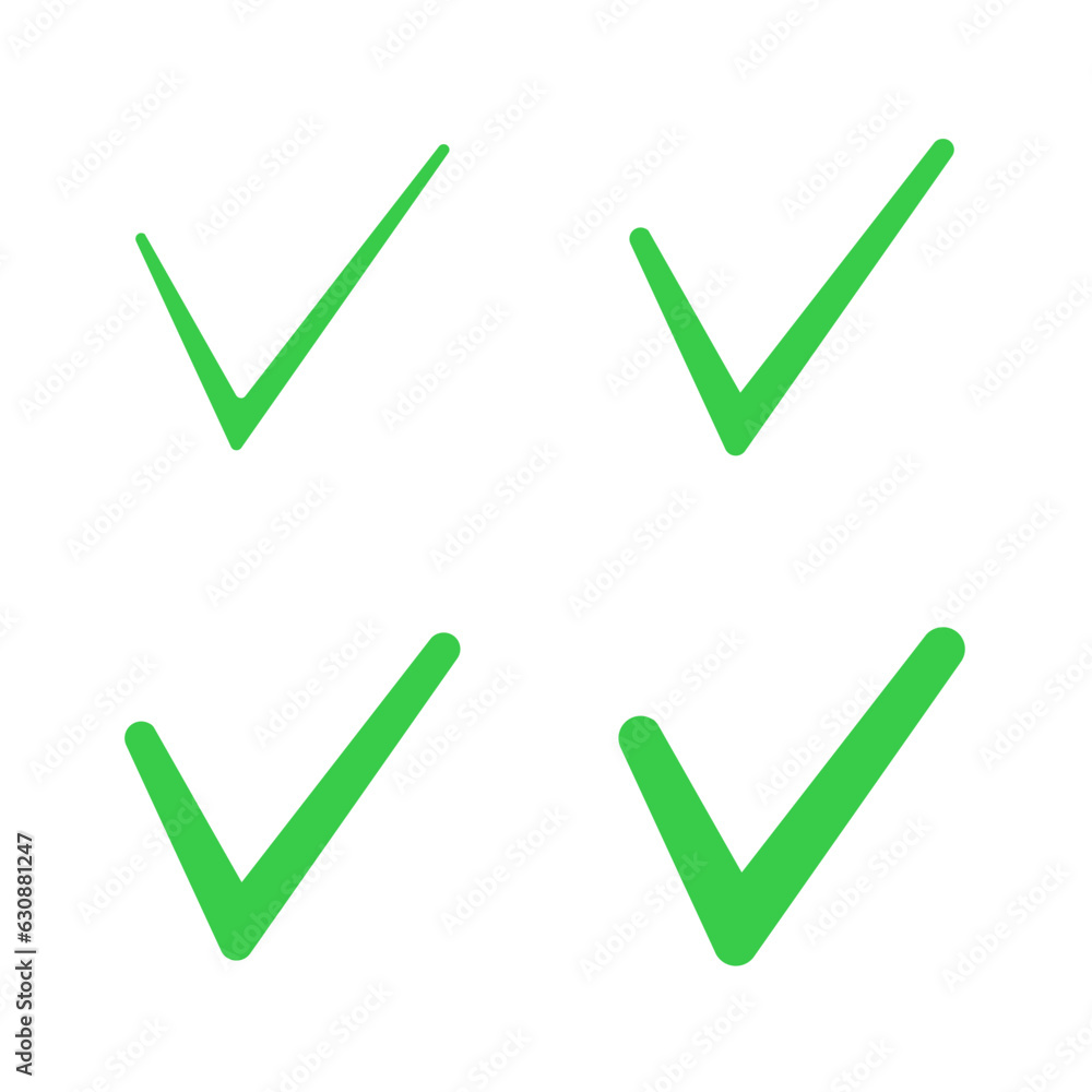 Green check mark icon. Yes or confirm icon set. Green tick icon Stock ...