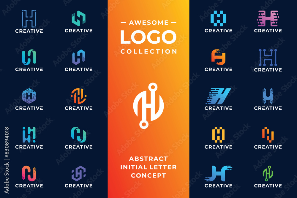 Initial letter H logo design for technology. Stock Vector | Adobe Stock