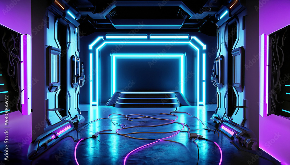 Sci Fi Futuristic Alien Spaceship Podium Tunnel Corridor Room Stage ...