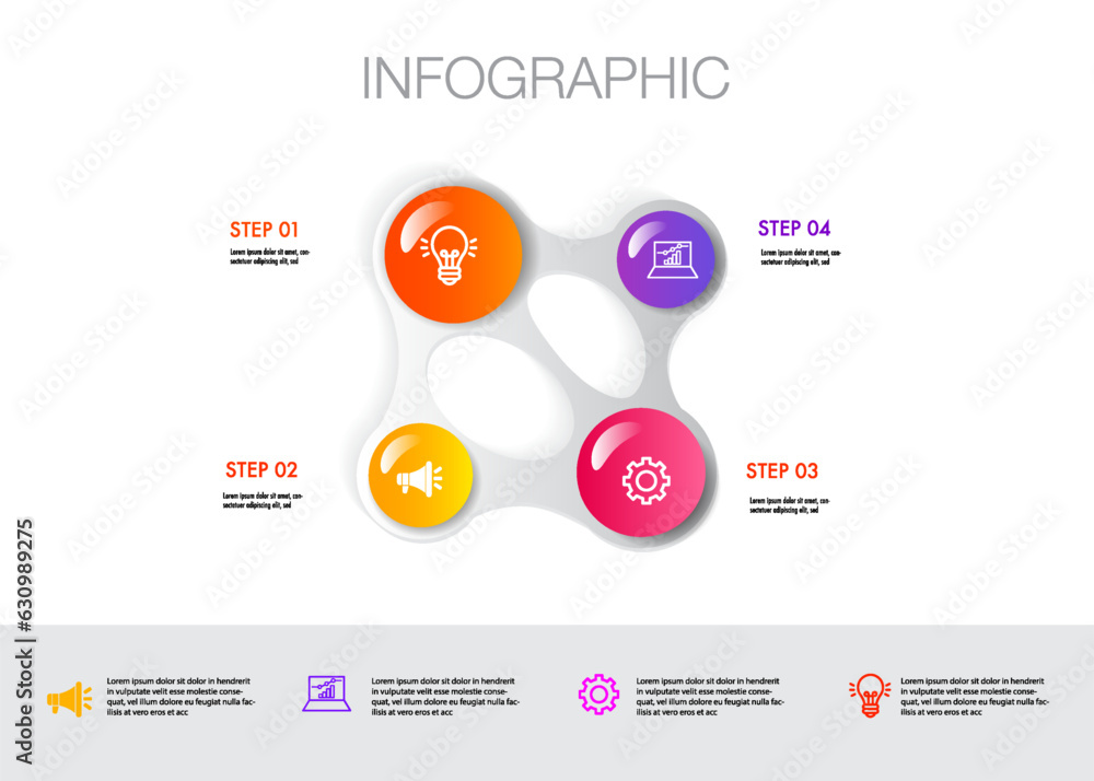 Infographic template 4 step analysis for marketing can apply diagram ...
