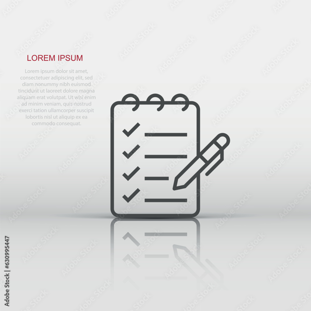 To do list icon in flat style. Document checklist vector illustration ...