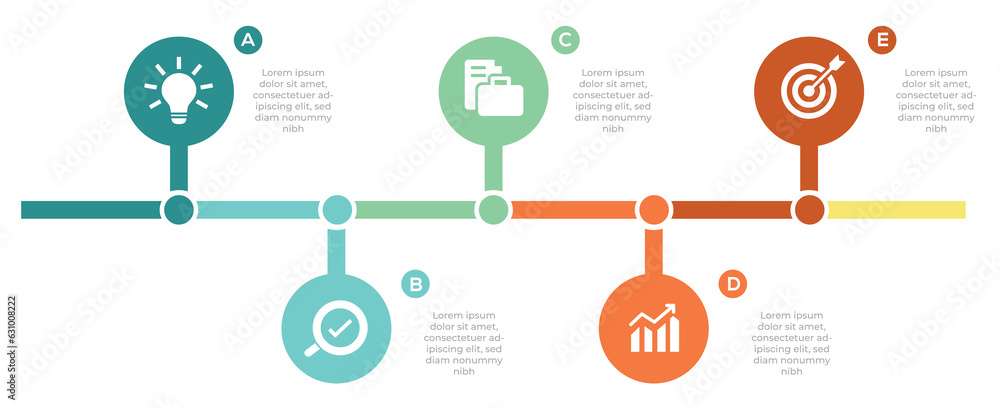 Infographic template for business. 5 Steps Modern Timeline diagram ...