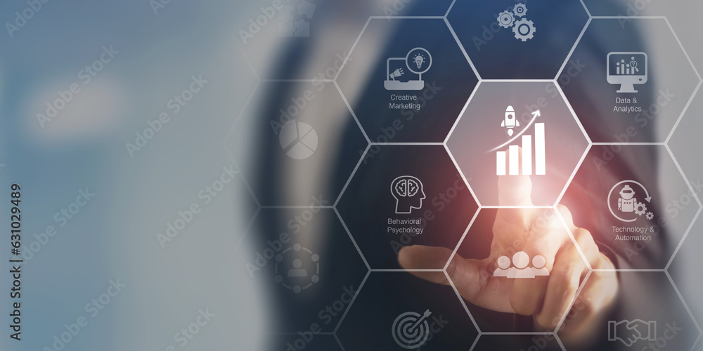 Growth hacking concept. A modern approach to marketing, combining ...